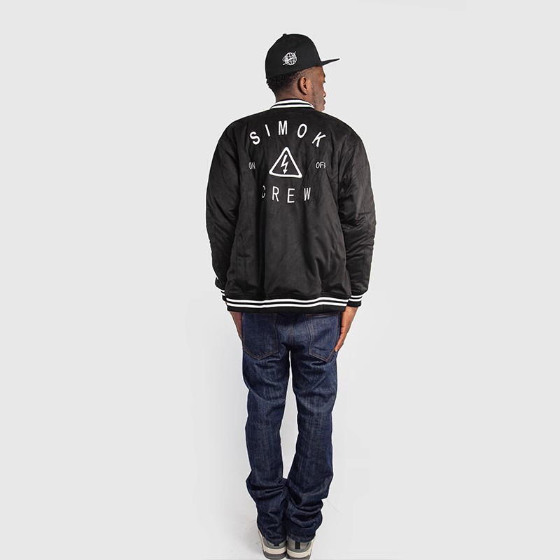 【SIMOK官方店】cleanfit美式黑色宽松bomber麂皮加绒棒球服夹克_虎窝淘