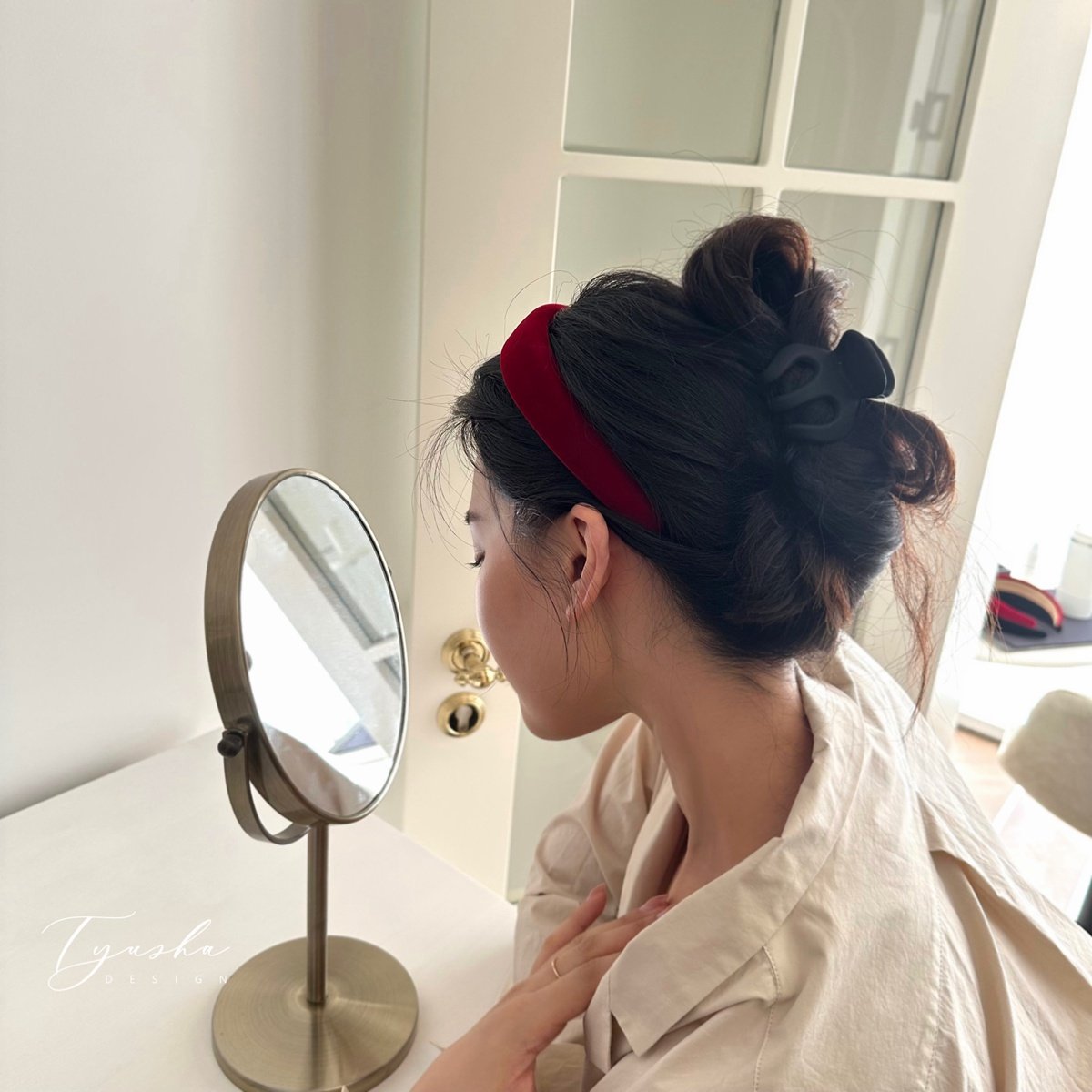 Tyusha复古百搭宽边增高海绵发箍高颅定压发头箍秋冬款高级感发式_虎窝淘