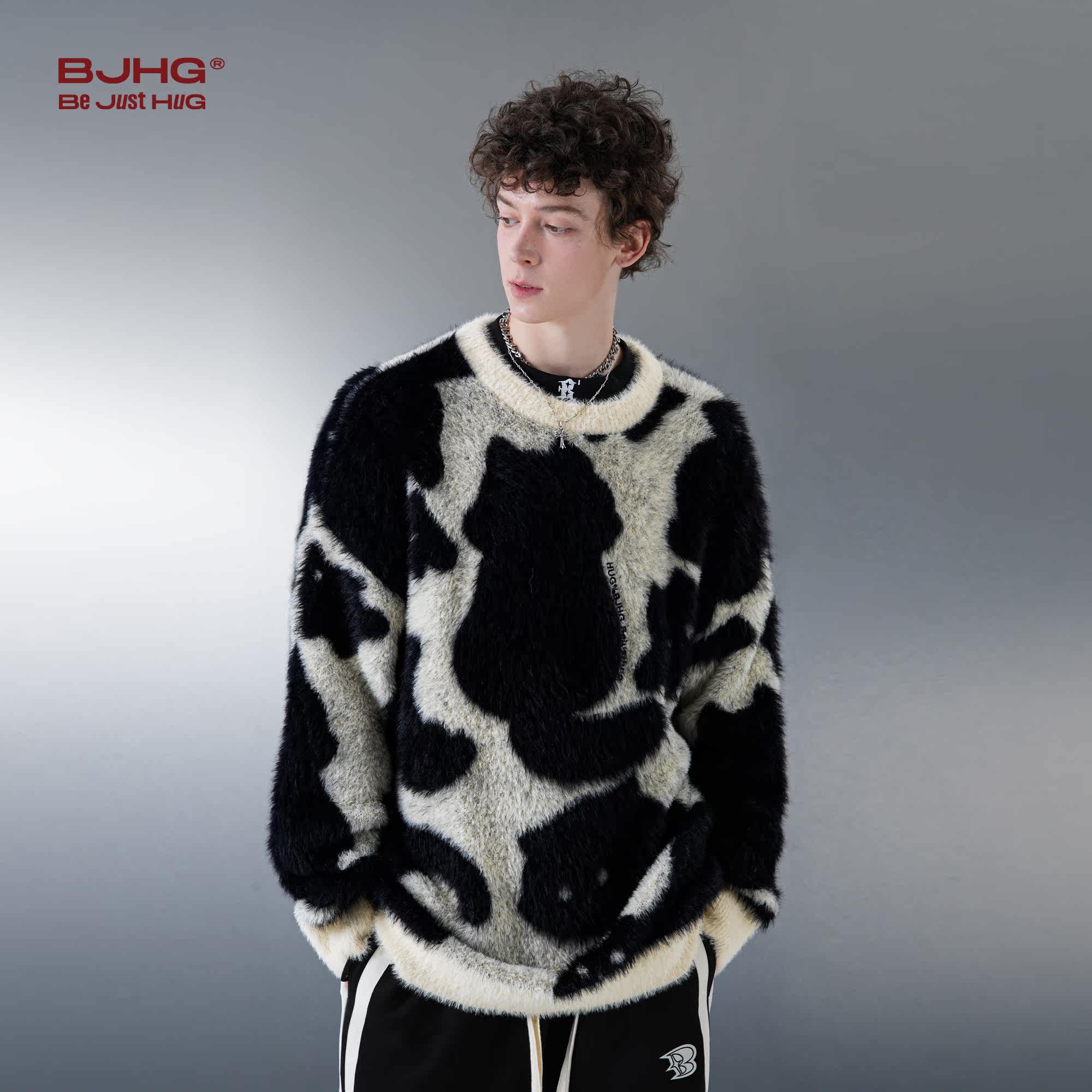 无畏同款BJHG圆领情侣毛衣男生秋冬季新款慵懒针织衫