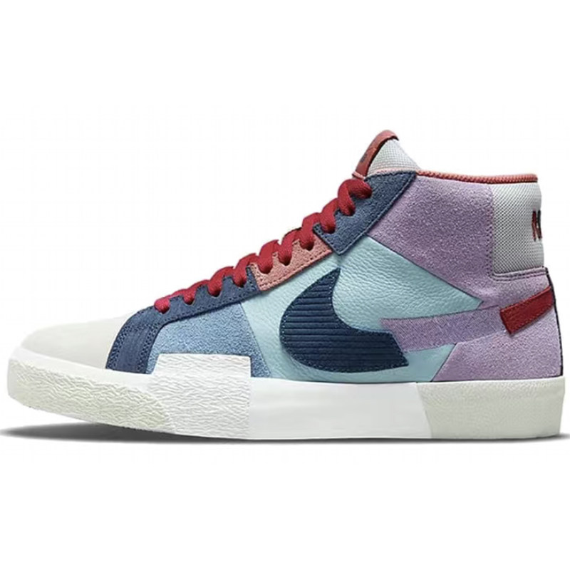 Nike SB Zoom Blazer Mid滑板鞋蓝紫拼接断钩马赛克 DA8854_虎窝淘