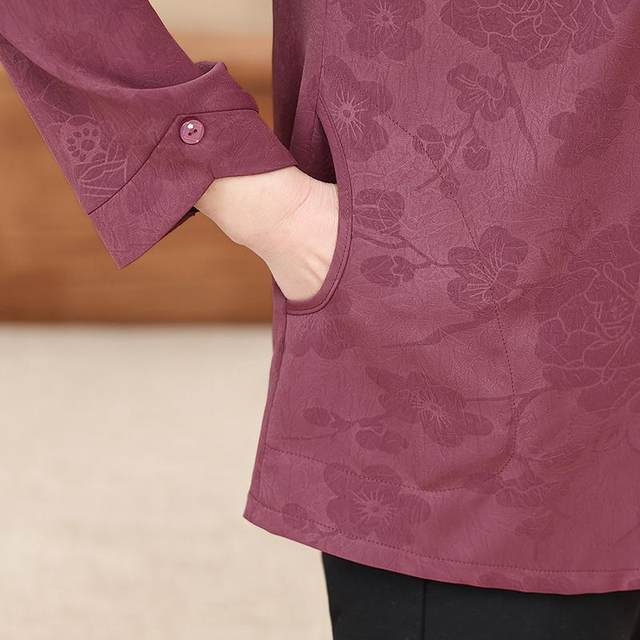 Middle-aged and elderly mothers spring clothes female elderly shirt ...
