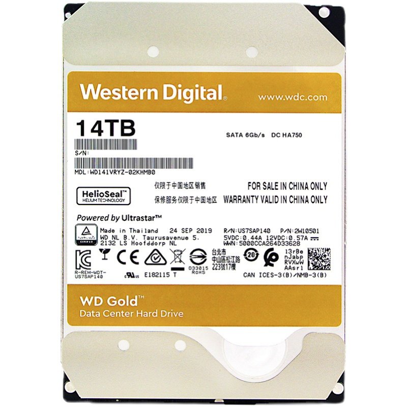 WD/西部数据 WD141VRYZ金盘14T 14tb数据中心企业级服务器NAS硬盘_虎窝淘