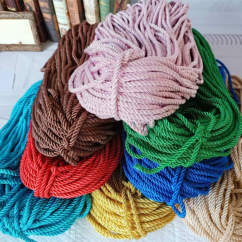 5mm粗彩色绳子手提袋包装绳尼龙编织捆绑装饰绳彩绳多色100米包邮_虎窝淘