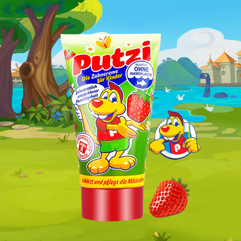 德国进口putzi璞慈宝宝儿童牙膏0-6岁含氟防蛀固齿草莓味50ml正品_虎窝淘