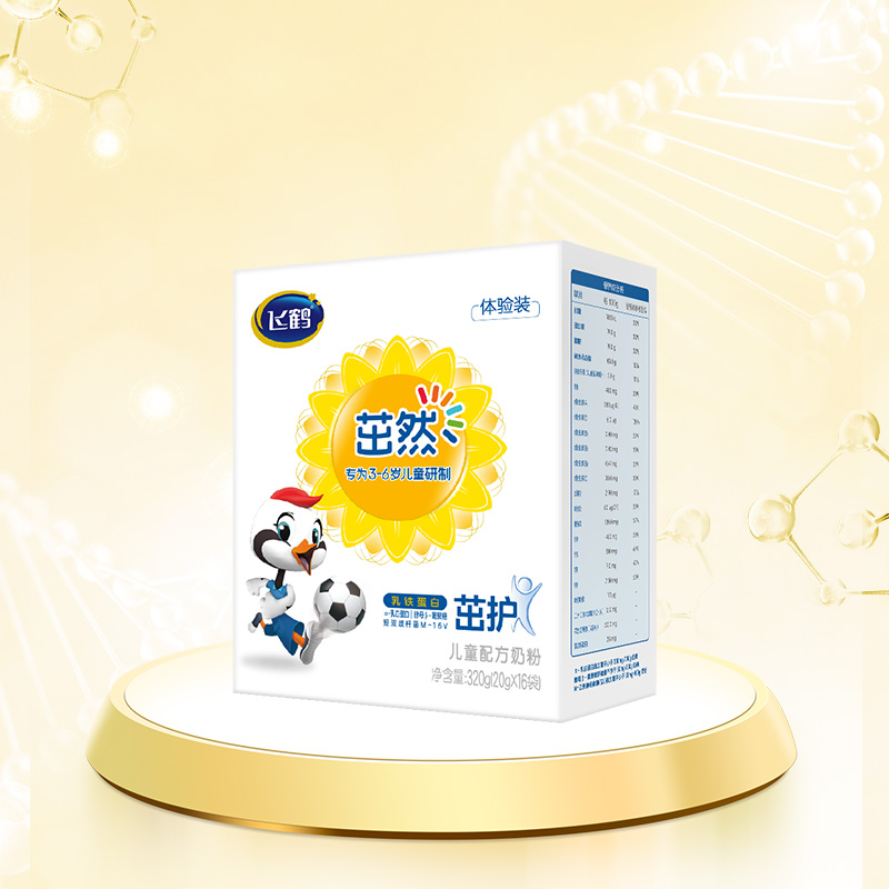 【5年奶粉第1】飞鹤茁然茁护4段3-6岁儿童配方牛奶粉320g*1盒_虎窝淘
