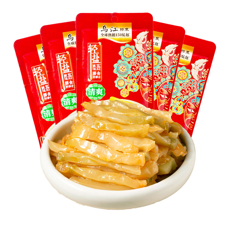 乌江鲜脆榨菜丝70g*5袋涪陵特产脆爽轻盐下饭菜芯泡菜丝酱腌咸菜_虎窝淘