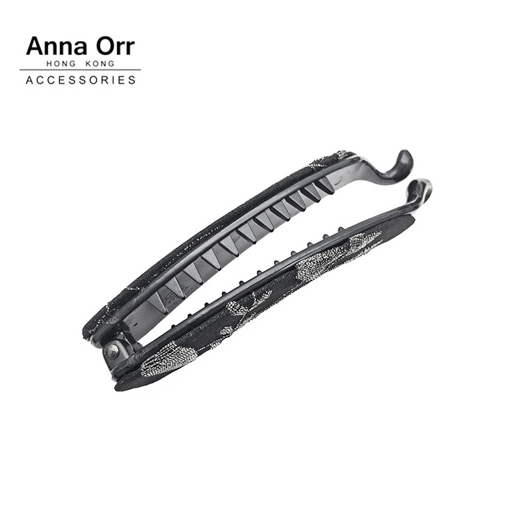 Anna Orr品牌发饰高级感刺绣银丝花枝香蕉夹竖夹马尾发夹简约大方_虎窝淘