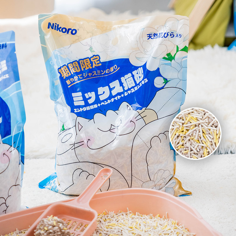 妮可露Nikoro混合猫砂豆腐砂无尘速溶可冲厕所抑菌除臭15kg6L*6袋_虎窝淘