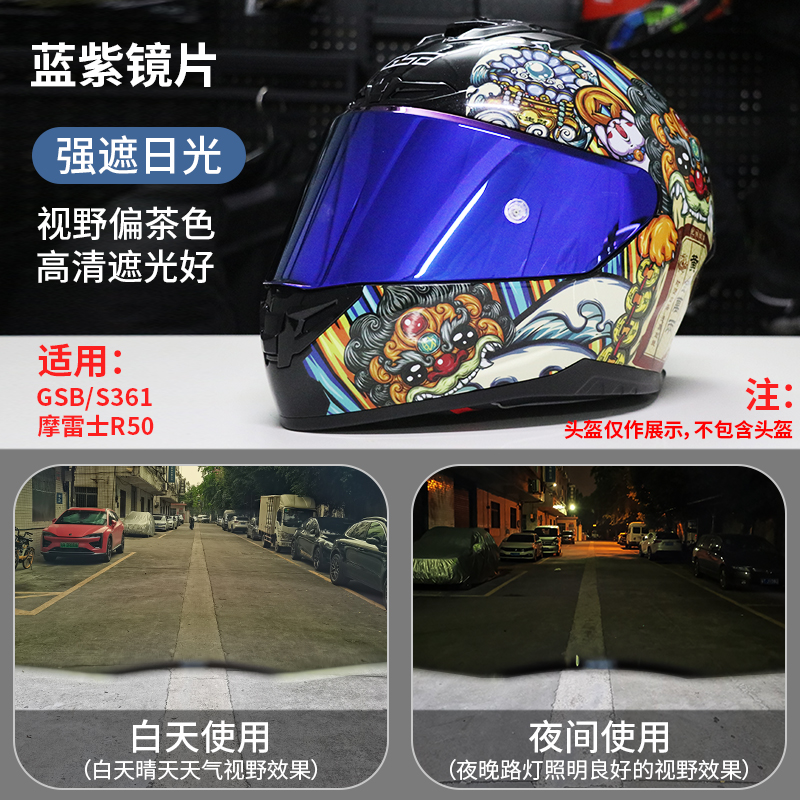 适用于GSB头盔镜片S-361/G-263半盔R50/S30日夜两用防晒_虎窝淘