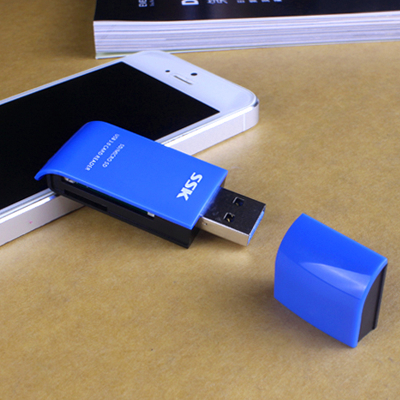 ssk飚王 usb3.0高速二合一读卡器SDHC SDXC TF内存卡读卡器331_虎窝淘