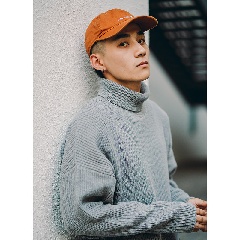 BDCT秋冬厚款黑色高领毛衣男宽松潮流时尚冬季纯色加厚男生毛线衣_虎窝淘