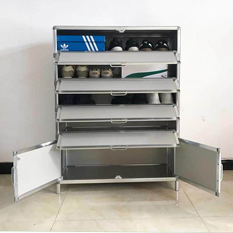 家用简易门口不锈钢鞋柜组装收纳铝合金简约现代阳台防晒防水鞋柜_虎窝淘