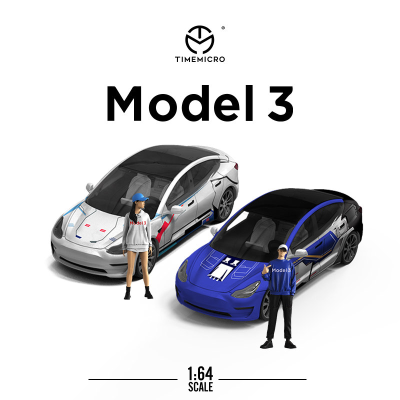 TM车模1:64特斯拉model3潮牌涂装车膜收藏仿真合金汽车模型TM_虎窝淘