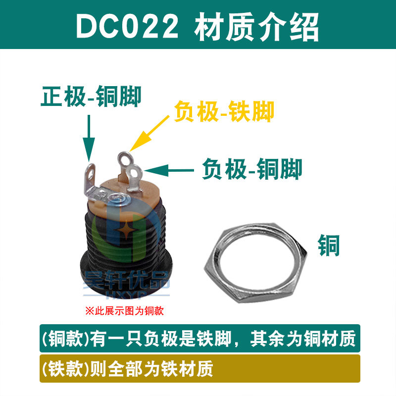 DC-022 5.5*2.1/2.5 DC插座防水帽DC面板安装带螺纹可焊线3元5套_虎窝淘