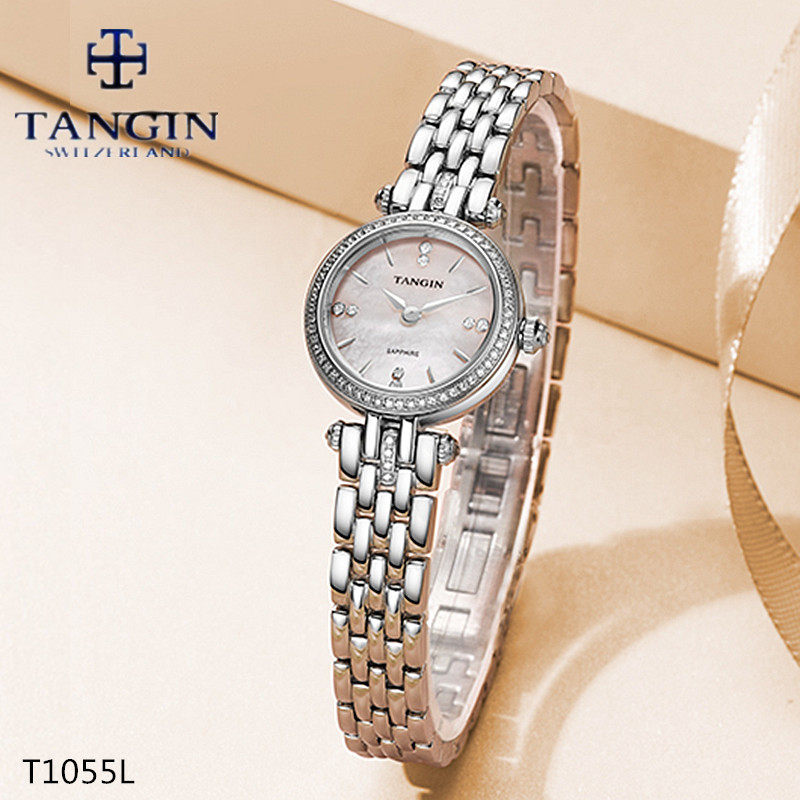 瑞士tangin天珺手表女表二指针石英表小表盘蓝宝石时尚精钢1055_虎窝淘