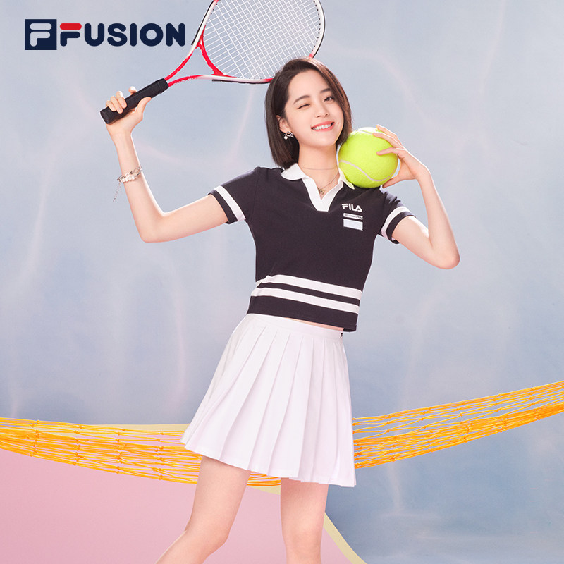 拍2件 【欧阳娜娜同款】FILA FUSION斐乐潮牌女子POLO2022新款网球上衣，778元（合389元/件)—— 慢慢买比价网