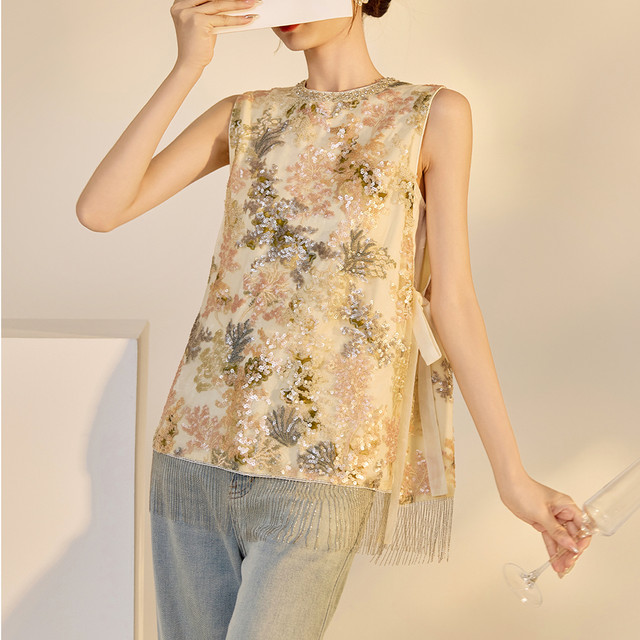 AYOMIS new Chinese style heavy industry flower beaded sequin ...