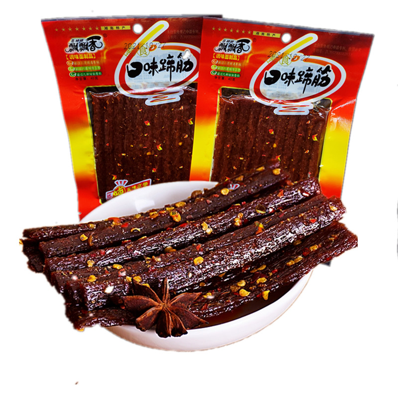 吴婷婷飘飘香口味素蹄筋40g*10包麻辣条牛筋儿时怀旧黑豆角干零食_虎窝淘