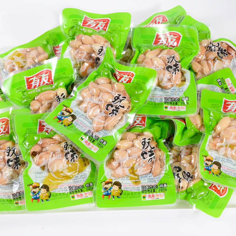 有友泡椒花生米小包装804g鲜汁卤山椒花生零食下酒菜重庆辣味小吃_虎窝淘