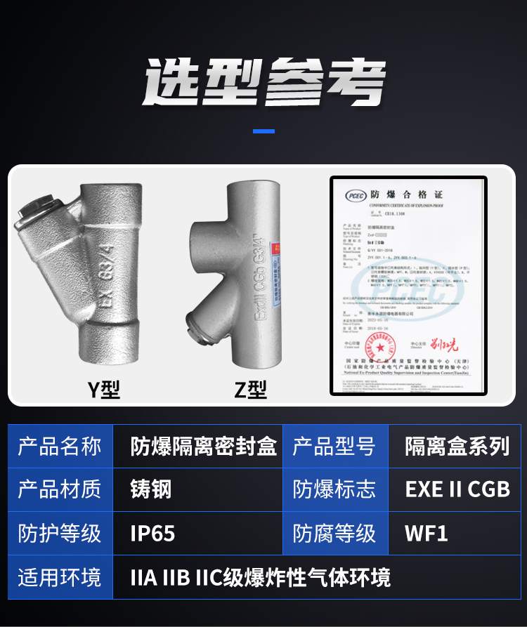 铸钢铸铁防爆穿线接线盒BHC-DN20 IICT直三四角通分线盒4分6分_虎窝淘