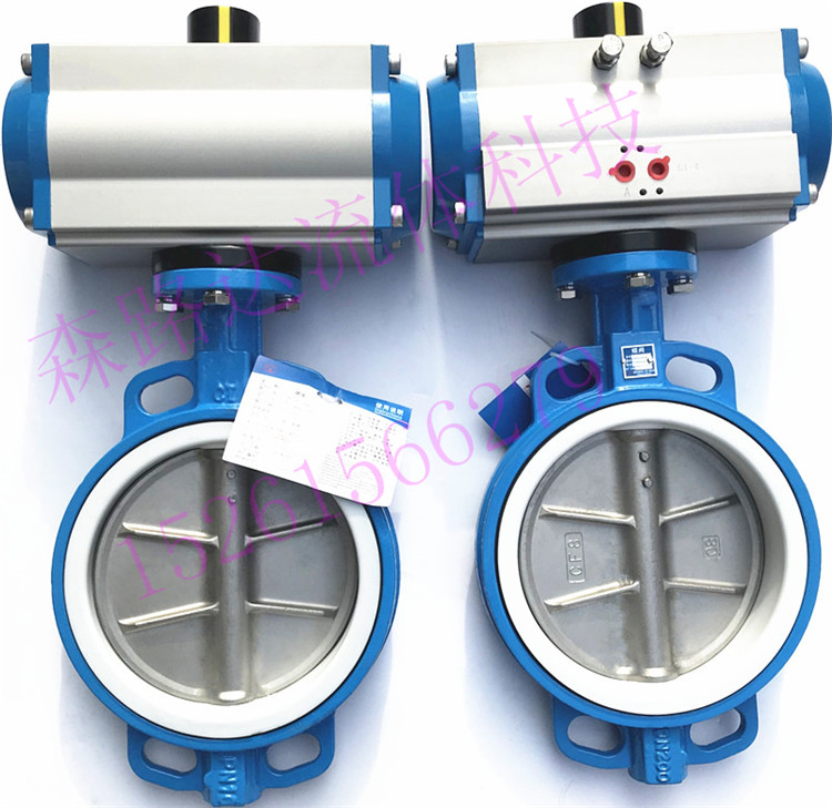 AT型D671F-16QB7气动蝶阀DN40-DN300气动对夹式四氟封蝶阀304阀板_虎窝淘