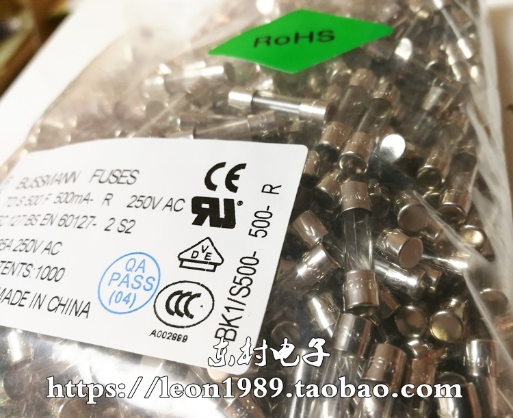 BUSSMANN玻璃管保险丝 BK/S500-500-R 0.5A/500mA/250V_虎窝淘