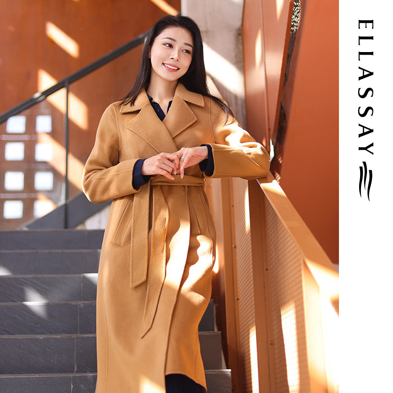 ELLASSAY歌力思23秋冬新款羊毛羊绒美拉德老钱风西装式呢大衣外套_虎窝淘