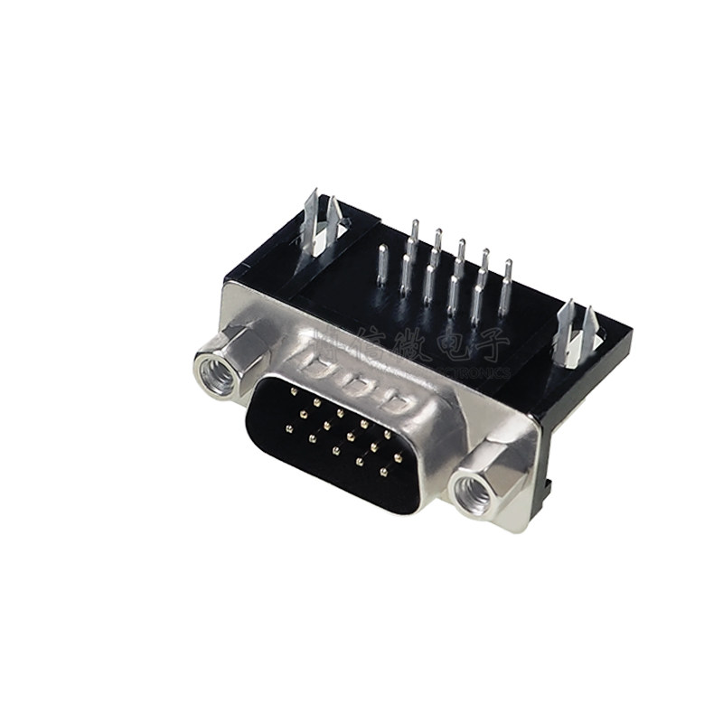 HDR15黑色三排长体 15芯弯母 DB15 VGA15母 VGA弯孔三排15弯孔_虎窝淘
