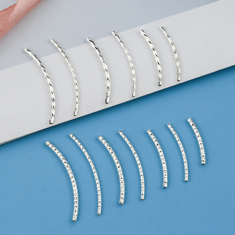 s925纯银配件手工diy手链车花弯管手串弯管银管满天星弯管配饰_虎窝淘
