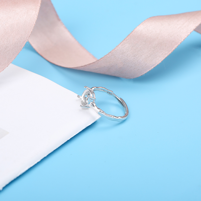 S925银戒托空托镀18K黄金玫瑰金蜜蜡戒指空托3*4*5*6*7*8*9*10mm_虎窝淘