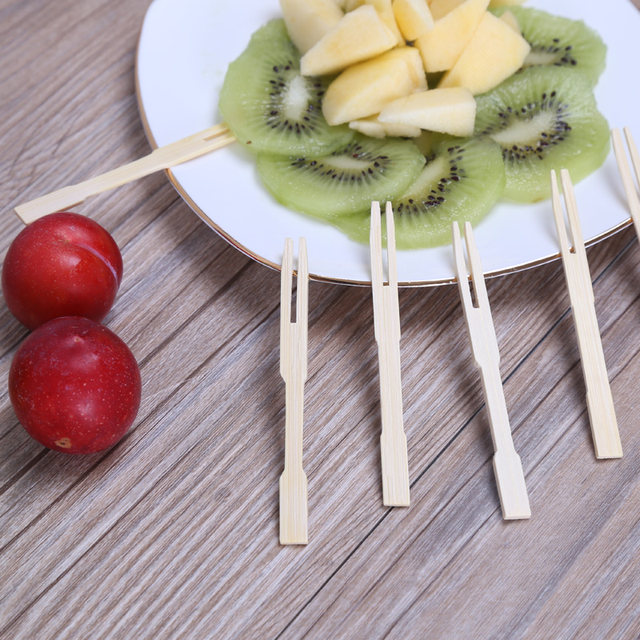 Double gun bamboo fruit fork fruit sign cake fork food fork dessert ...