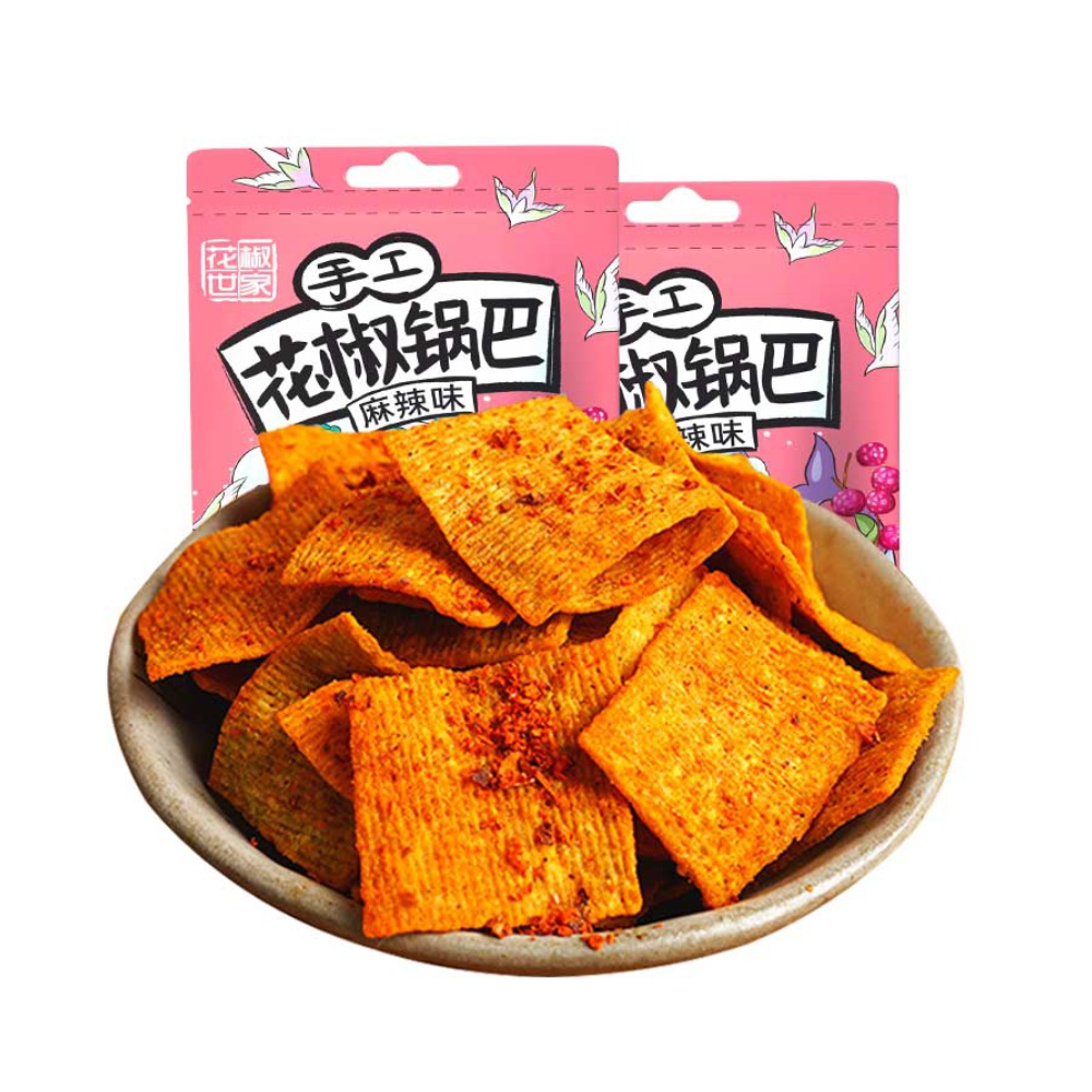 椒巴客花椒世家手工花椒脆锅巴麻辣158g膨化办公室零食休闲小吃_虎窝淘