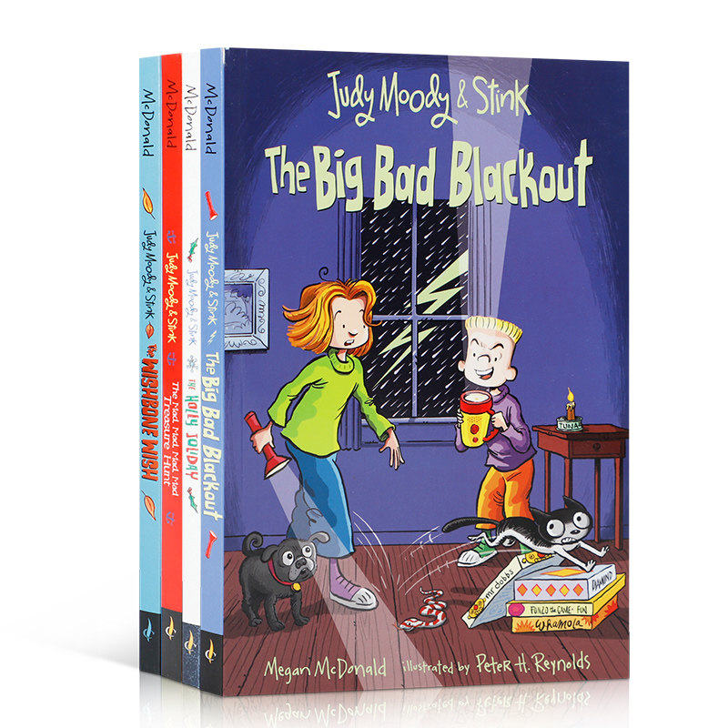 英文原版Judy Moody and Stink稀奇古怪小朱迪和臭臭系列4本 10-14岁中小学生英语课外阅读读物Megan McDonald ...
