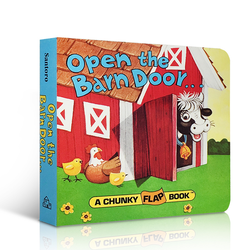 送音频英文原版绘本Open The Barn Door Find a Cow农场动物认知拟声词汇翻翻纸板趣味手掌书入门启蒙0-3-6岁益智_虎窝淘