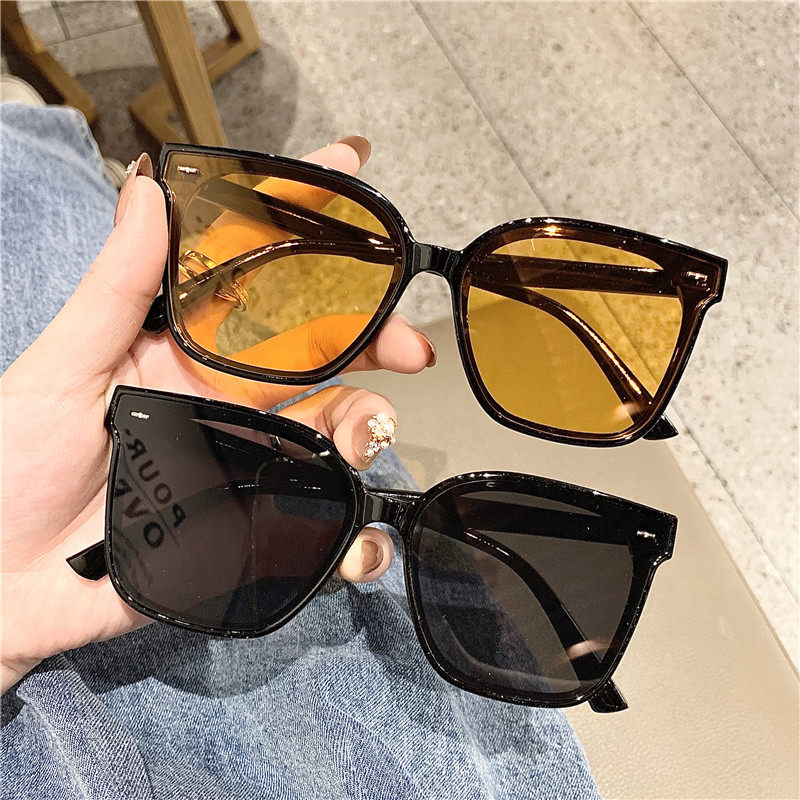 方框灰色墨镜女网红街拍酷防紫外线大脸显瘦韩版个性潮流太阳眼镜_虎窝淘