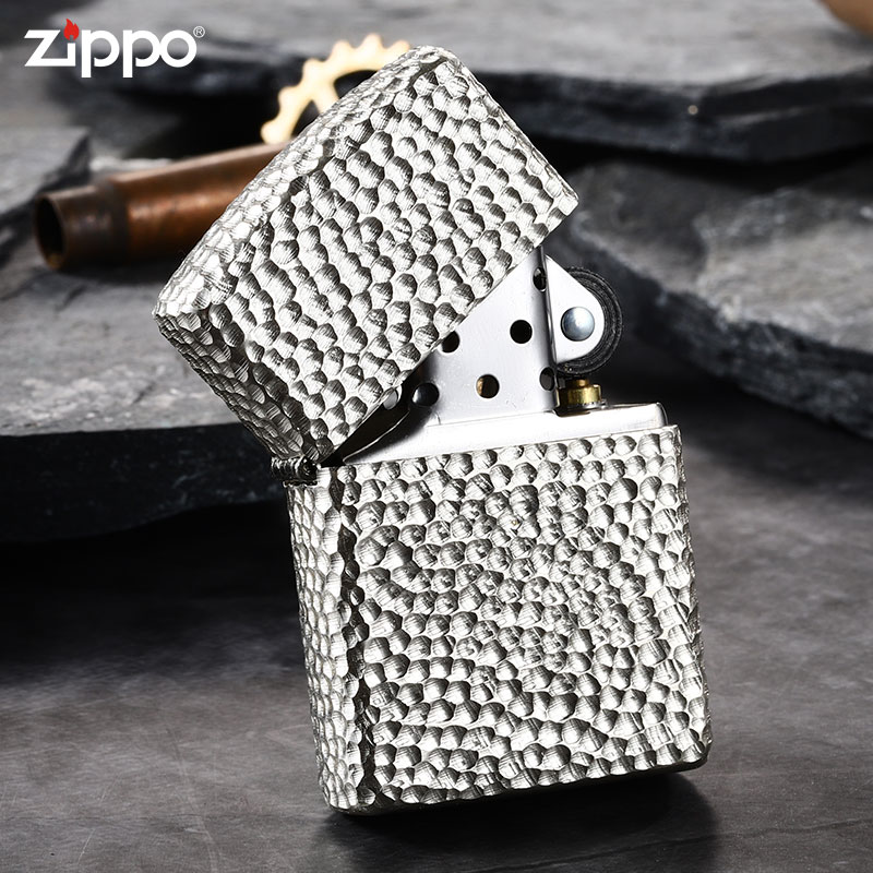 925纯银zippo打火机纯银手雕陨石坑收藏级限量版官方zppo男士火机_虎窝淘