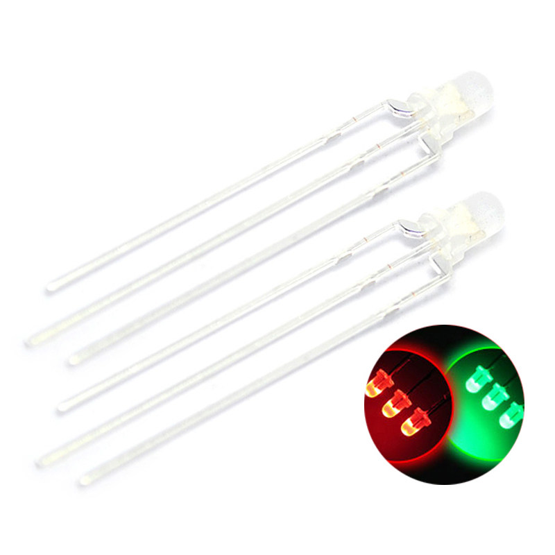 Risym 3mm红翠绿共阳发光二极管 LED灯双色三脚(10个)_虎窝淘