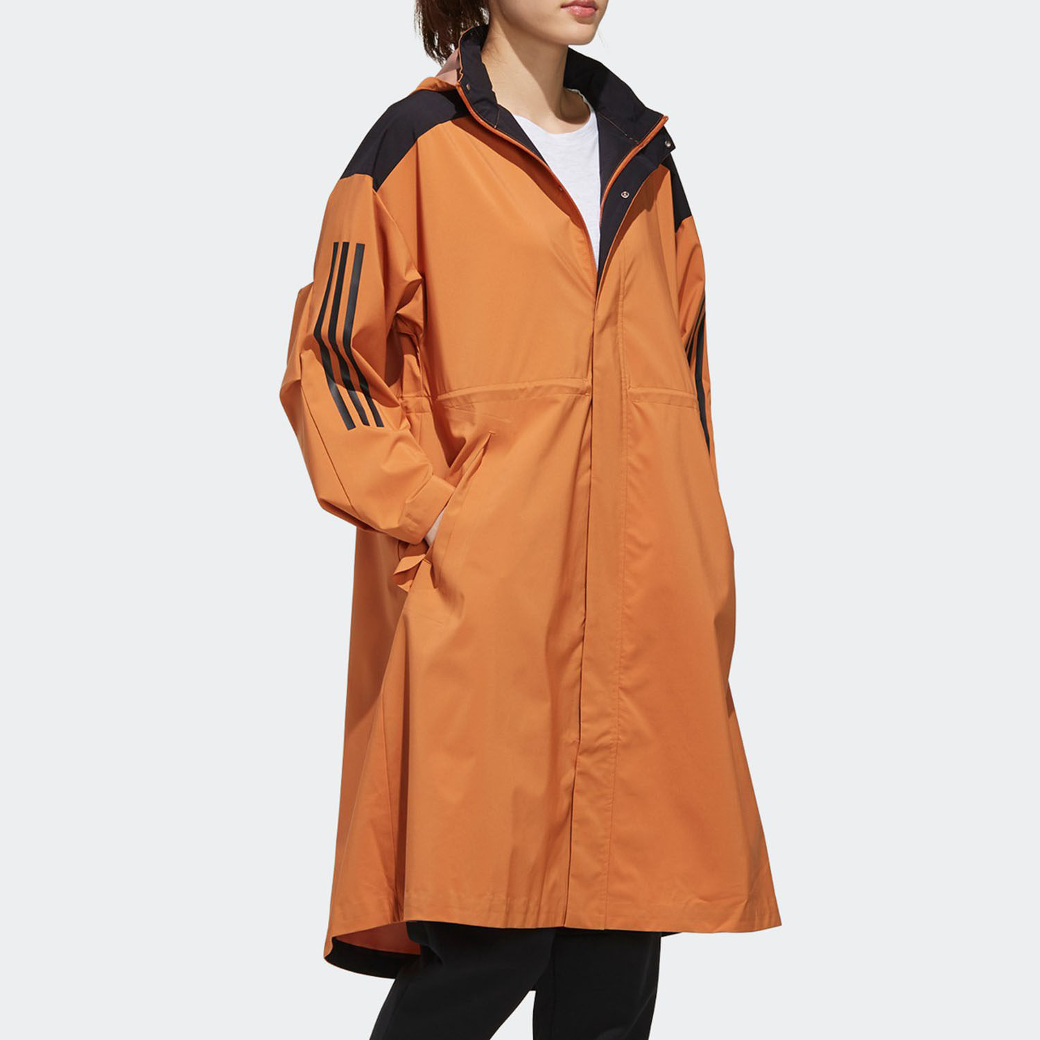 Adidas/阿迪达斯官方正品女子运动休闲连帽长款风衣外套 ED1409_虎窝淘