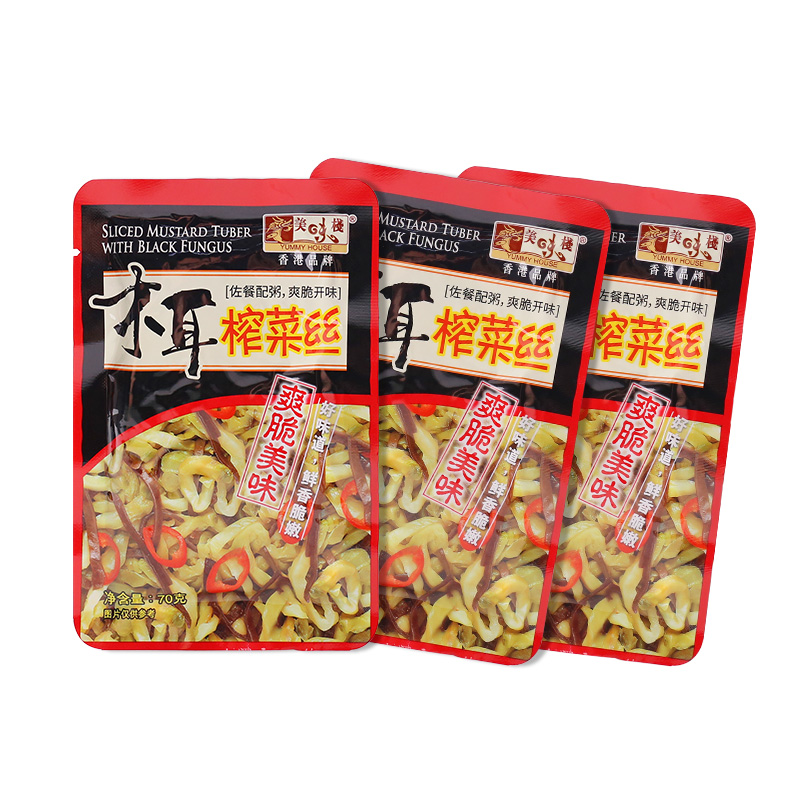 香港品牌美味栈木耳榨菜丝210g/(70g*3)佐膳凉拌下饭口味菜_虎窝淘