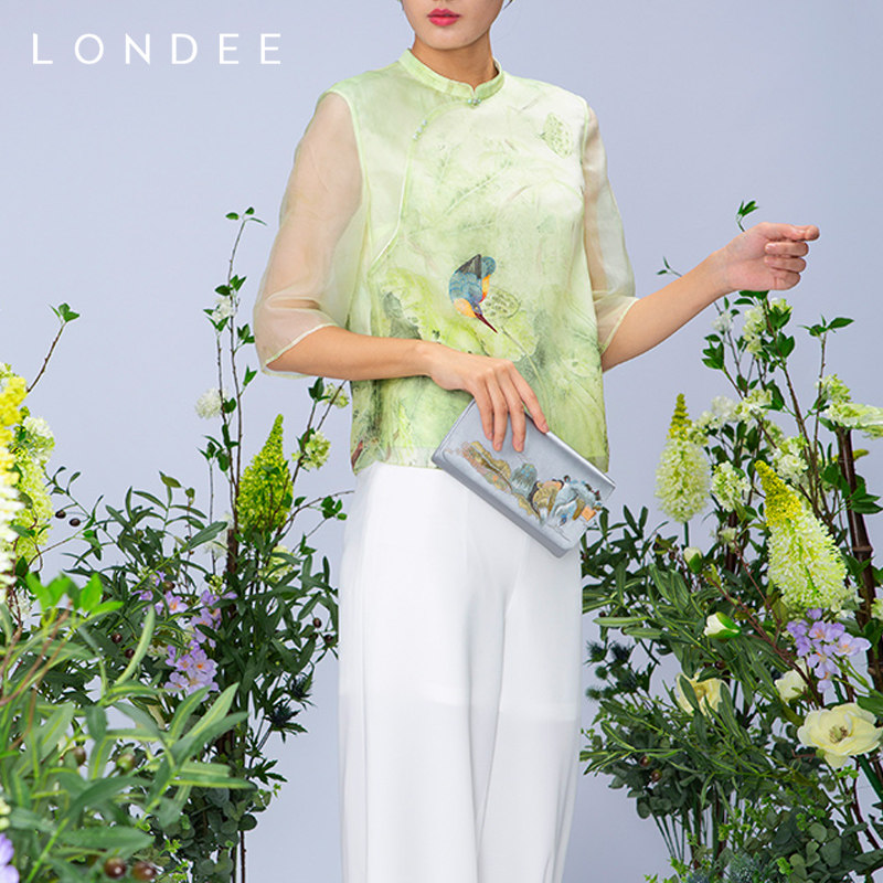 Londee/龙笛春夏新款改良中式真丝上衣1S22263_虎窝淘