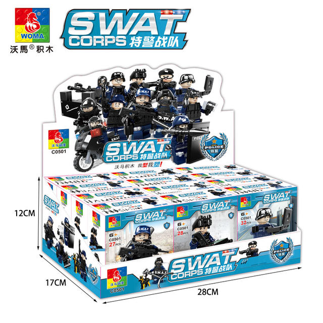 Woma building blocks SWAT mobile unit police mannequin doll assembled ...