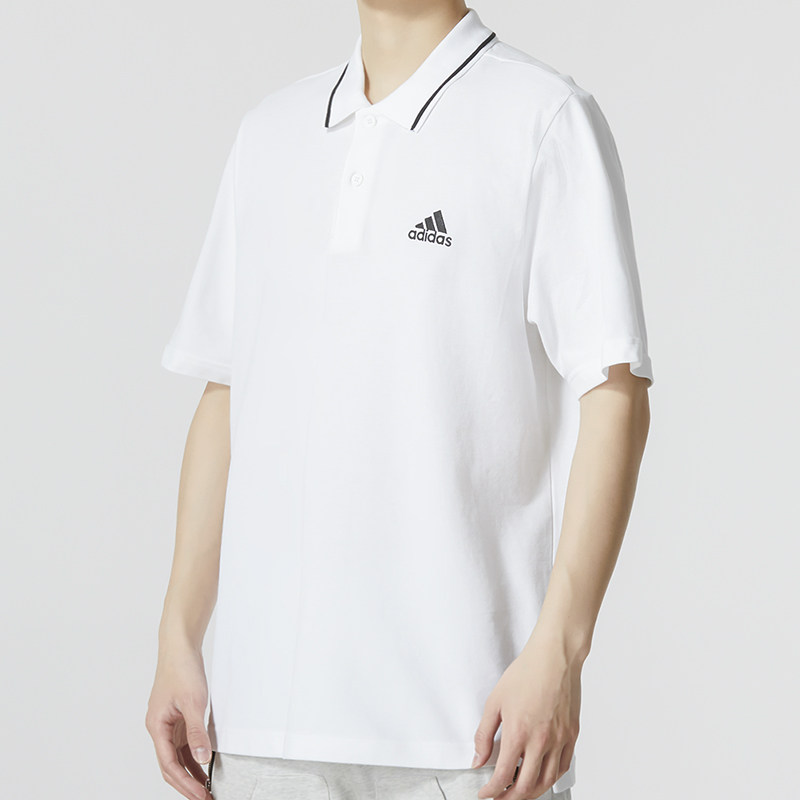 阿迪达斯白色POLO衫短袖男子跑步T恤2023秋季新款运动半袖IC9315_虎窝淘