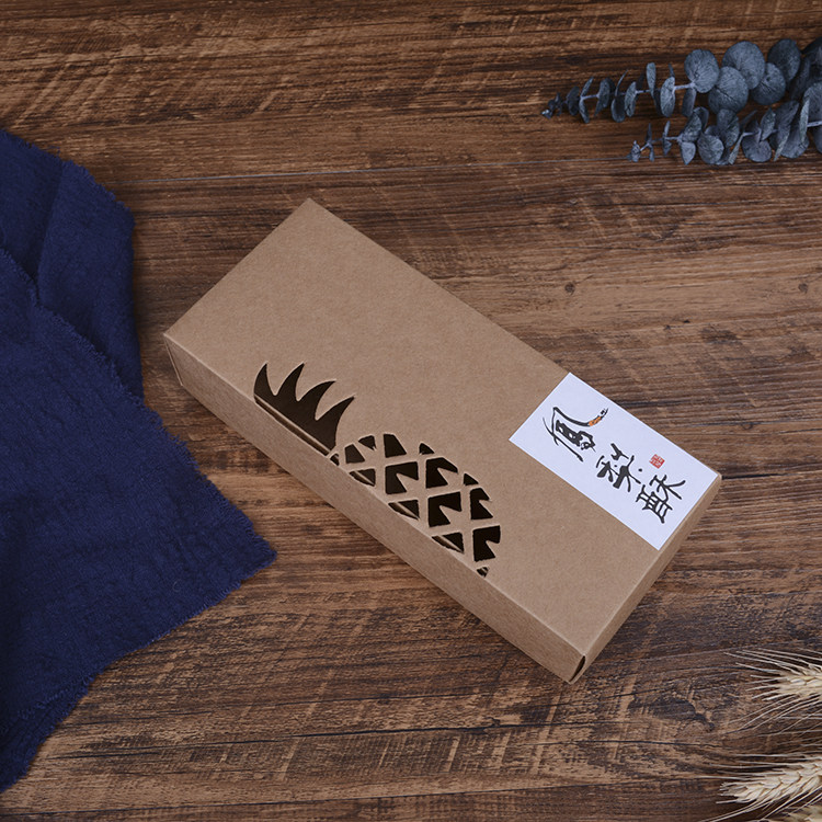 镂空款牛皮纸凤梨酥包装盒土凤梨酥纸盒手提伴手礼盒点心盒子10套_虎窝淘