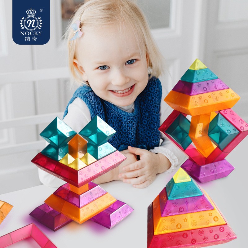 英国nocky纳奇百变积木塔儿童拼装金字塔益智玩具叠叠乐宝宝234岁_虎窝淘