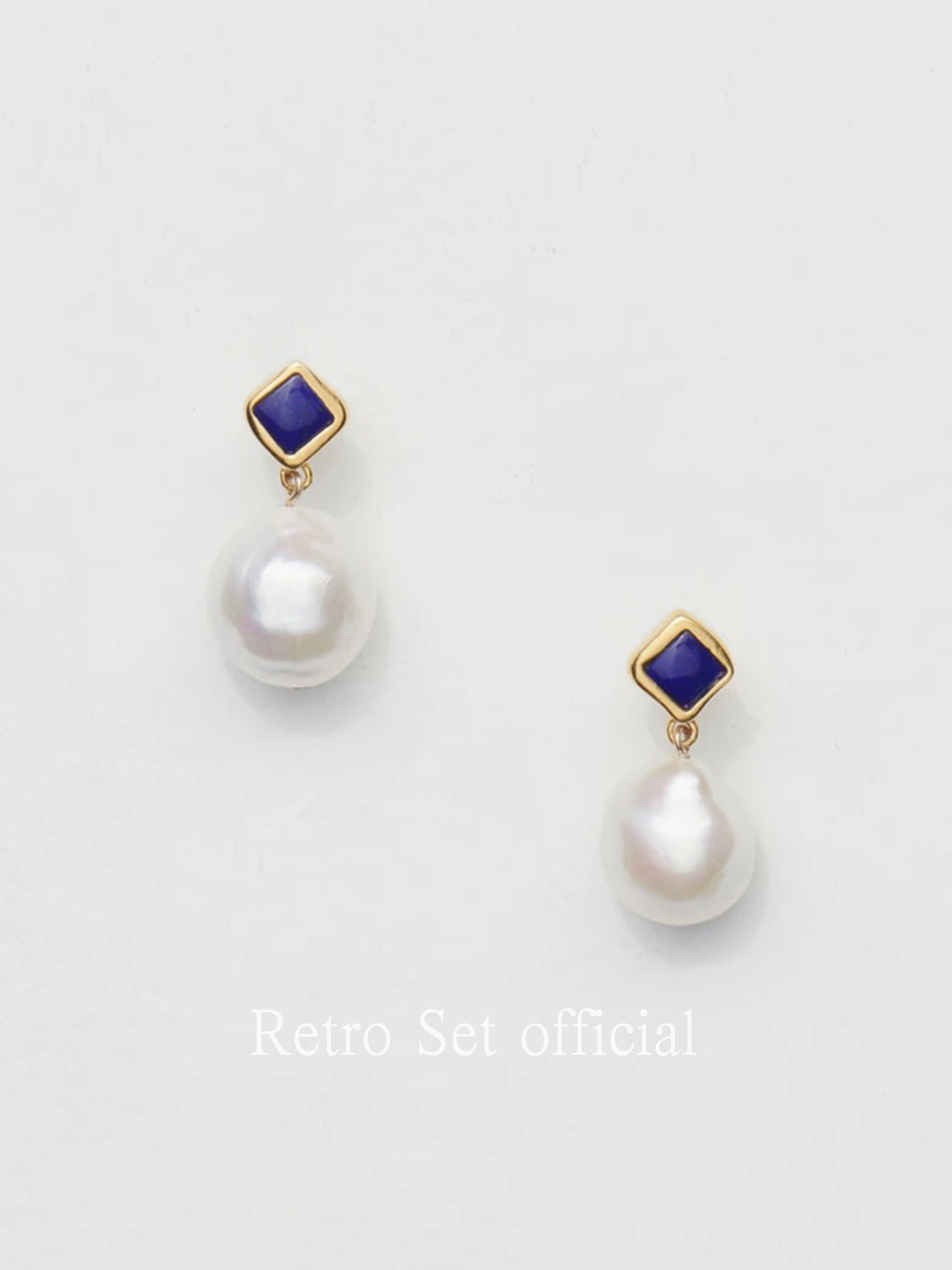 SOPHIE BUHAI方形青金石蓝色黑玛瑙珍珠吊坠耳钉925银moon同款耳_虎窝淘