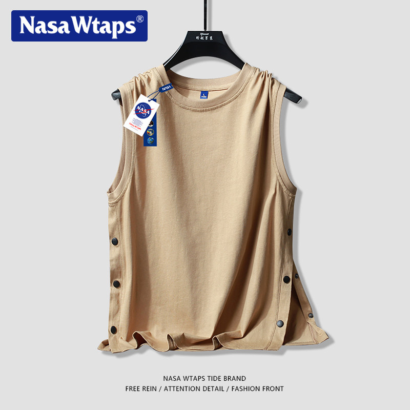 NASA WTAPS旗舰店无袖背心男夏季ins潮牌纯棉健身运动坎肩短袖t恤_虎窝淘