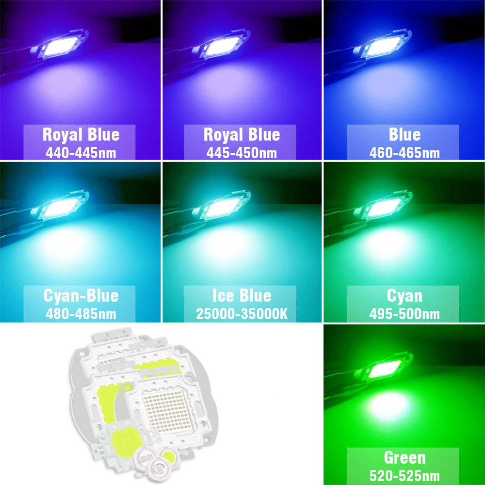10-100W集成大功率LED灯珠460nm蓝色490nm青色530nm宝蓝480nm珊瑚_虎窝淘