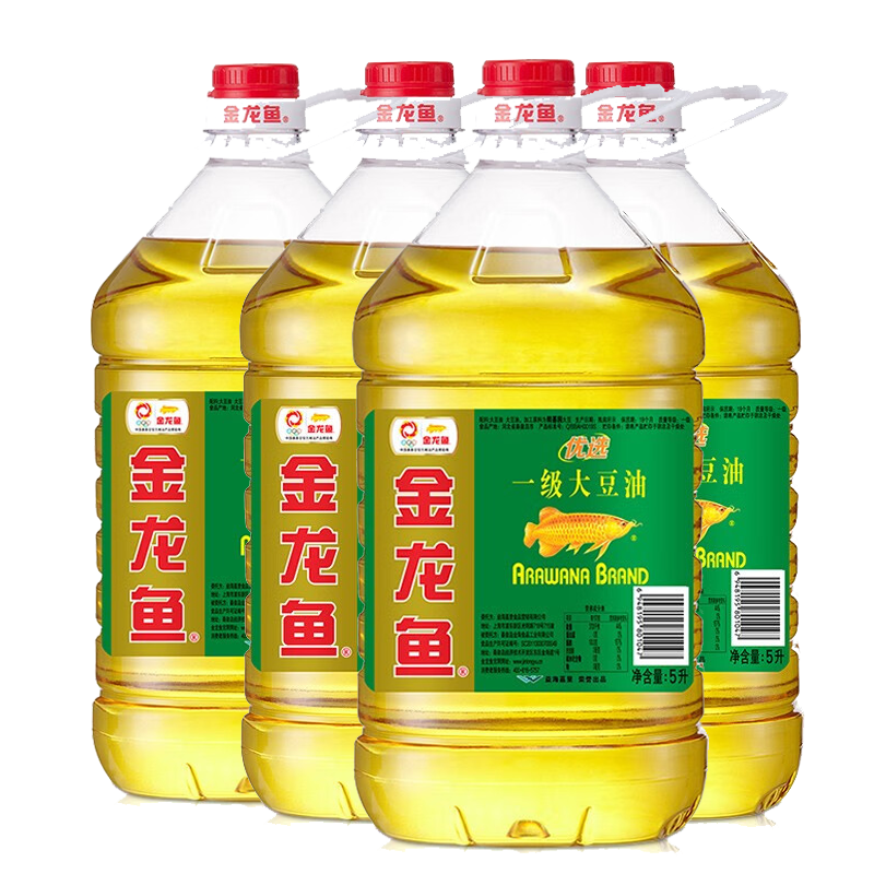 5Lx4金龙鱼优选大豆油金龙鱼精炼一级大豆油金龙鱼大豆油 5升_虎窝淘