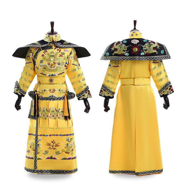 High-end Qing Dynasty Qianlong's dark pattern brocade dragon robe ...