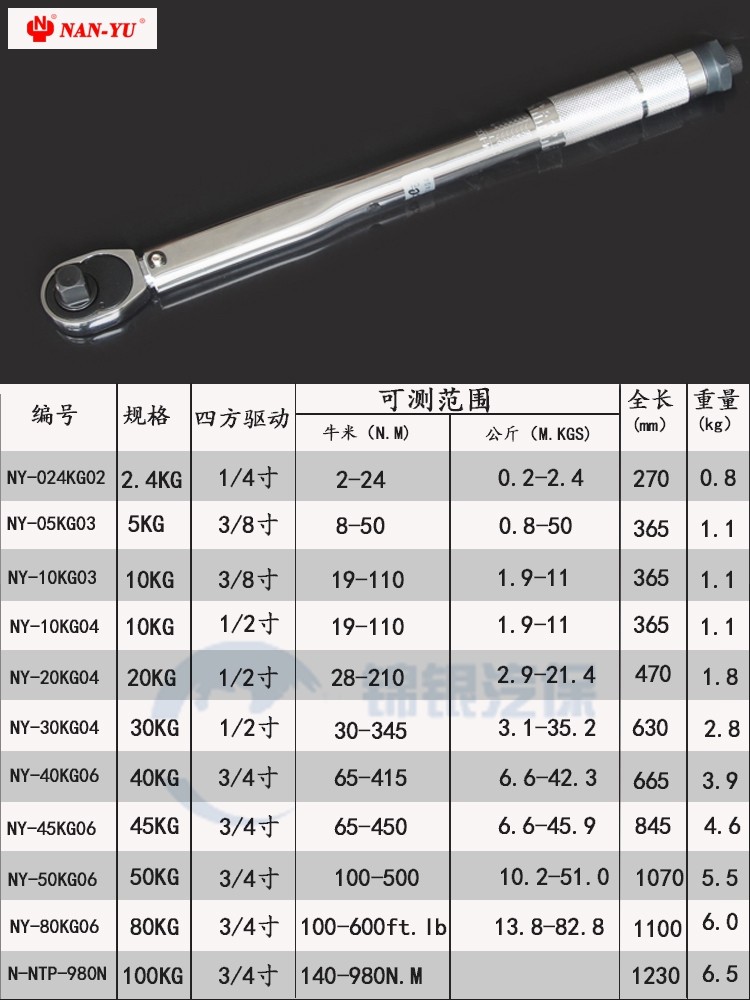 南豫NANYU预置式可调扭力扳手公斤扳手扭矩扳手扭力_虎窝淘
